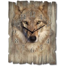 Wanduhr Artland, B:30cm H:40cm T:0,6cm, braun, Wohnzimmer, Wanduhren, "Wolf", wahlweise mit Quarz- oder Funkuhrwerk, lautlos ohne Tickgeräusche