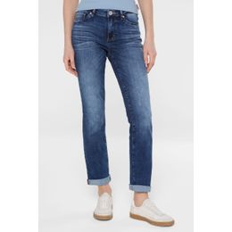 Damen Regular-fit-Jeans, blau, Gr. 27, SENSES.THE LABEL, Abriebeffekte, Material: 78% Baumwolle, 21% Polyester, 1% Elasthan, Jeans, mit