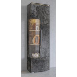 Vitrine Inosign, B:45cm H:160cm T:35cm, grau, ABS-Kunststoff, FSC-zertifizierter Holzwerkstoff, Glas, Kunststoff, Metall, Wohnzimmer, Schr&auml;nke,