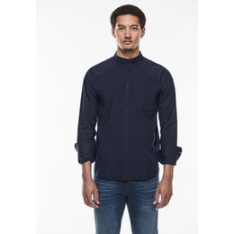 Street One MEN Herren Langarmhemd, blau, Gr. XL, unifarben, Web, 100% Baumwolle, Hemden, mit Stehkragen