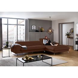Ecksofa W.Schillig, B:343cm H:70cm T:193cm, braun, Longlife Xtra-Leder Z69: Das feinnarbige, gedeckte Softleder Z69 besticht durch seine