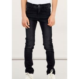 name it Jungen Stretch-Jeans "NKMTHEO DNMCLAS PANT", schwarz, Gr. 116, Abriebeffekte, Denim/Jeans, Obermaterial: 41% Viskose, 31% Baumwolle, 25%