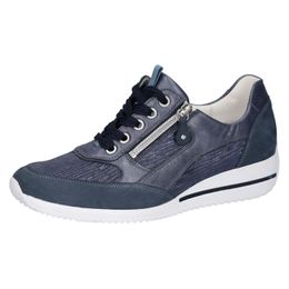 Waldl&auml;ufer WALDL&Auml;UFER Damen Keilsneaker "HIMONA", Gr. 4,5, blau, Nubukleder, Veloursleder, Schuhe, Halbschuh, Schn&uuml;rschuh, Komfortschuh mit Rei&szlig;verschluss