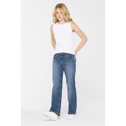 Damen Regular-fit-Jeans, blau, Gr. 26, SENSES.THE LABEL, Abriebeffekte, Material: 98% Baumwolle, 2% Elasthan, Jeans, mit ausgestelltem Bein