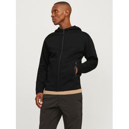 Jack & Jones JACK & JONES Herren Sweatjacke "JCOFUSION SWEAT ZIP HOOD NOOS", schwarz, Gr. L, unifarben, angeraute Sweatware, Obermaterial: 58% Polyester, 42%