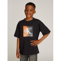 Jungen Rundhalsshirt "LARGE SHIFTED CK SS T-SHIRT", schwarz, Gr. 6, Calvin Klein Jeans, Single Jersey, Obermaterial: 100% Baumwolle, Shirts, f&uuml;r