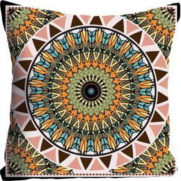 Dekokissen queence, B:40cm L:40cm, bunt, Polyester, Dekokissen_Sitzkissen_Kissenhüllen, "»Mandala«", Kissenhülle ohne Füllung, 1 Stück