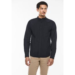Street One MEN Herren Langarmhemd, schwarz, Gr. M, unifarben, Web, 100% Baumwolle, Hemden, mit Stehkragen