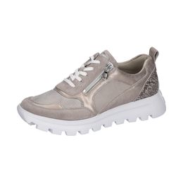 Waldl&auml;ufer WALDL&Auml;UFER Damen Plateausneaker "H-AJALA", Gr. 7,5, gold, Nappaleder, Nubukleder, Textil, Veloursleder, kontrastfarbene Details, Schuhe, Halbschuh,