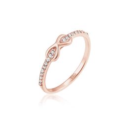 Elli Damen Fingerring "Infinity Glas Kristalle Wei&szlig; 925 Sterling Silber", 54mm,mit Steinen, Silber 925 (Sterlingsilber), 2mm, rosa, Silber 925