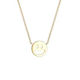 Elli Damen Kette mit Anh&auml;nger "Smiling Face 925 Sterling Silber", 45, ohne Stein, Silber 925 (Sterlingsilber), L: 45, gold, Silber 925