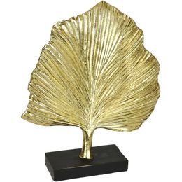 Dekofigur I.GE.A., B:20cm H:24cm, gold, Polyresin, Garten, Dekofiguren, "Ginkgo Blatt Statue", Ornamente Skulptur Dekoration Figuren Geschenkidee,