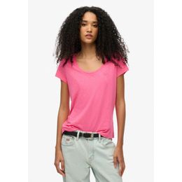 Superdry Damen Kurzarmshirt "SCOOP NECK TEE", pink, Gr. XXL, unifarben, Single Jersey, Obermaterial: 60% Baumwolle, 40% Modal, Shirts