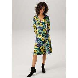 Aniston CASUAL Damen Jerseykleid, bunt, Gr. 36, bedruckt, gebl&uuml;mt, Single Jersey, Obermaterial: 95% Viskose, 5% Elasthan, Kleider, mit V-Ausschnitt