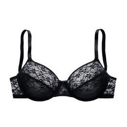 Vivance Damen B&uuml;gel-BH, Gr. 80, schwarz, Obermaterial: 88% Polyamid, 12% Elasthan, BHs, aus blumiger Spitze, im h&uuml;bschen Balconnet-Schnitt, Dessous