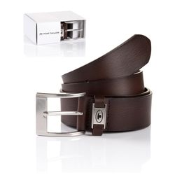 Tom Tailor Damen Lederg&uuml;rtel "TTNATHAN", braun, Gr. 115, Rindsleder, G&uuml;rtel, in Geschenkbox