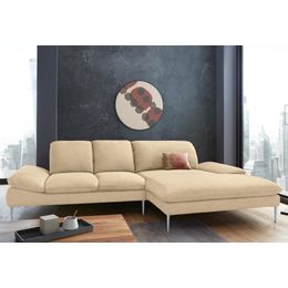 Ecksofa W.Schillig, B:310cm H:87cm T:185cm, beige, Chenille-Flachgewebe R66 (85% Polyester, 15% Nylon);Longlife Xtra-Leder Z59: Glattleder mit