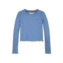 Tommy Hilfiger M&auml;dchen Langarmshirt "SLUB KNIT TOP LS", blau, Gr. 3, meliert, Jersey, Obermaterial: 60% Baumwolle, 40% Polyester, Shirts, mit
