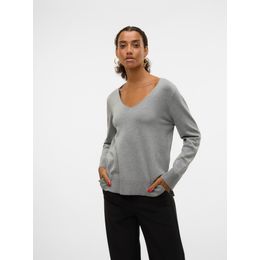 V&eacute;ro Moda VERO MODA Damen Strickpullover "VMSILJE LS V-NECK PULLOVER GA NOOS", schwarz, Gr. S, unifarben, Strick, Obermaterial: 77% Viskose, 23% Polyester,