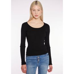 Haily's HAILY&rsquo;S Damen Rundhalspullover "LS C SK Ru44na", schwarz, Gr. M, unifarben, Strick, Obermaterial: 52% Baumwolle, 30% Polyester, 18% Nylon, Pullover