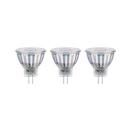 Paulmann LED-Leuchtmittel "Glasreflektor 3er Pack GU4 345lm 4,2W 2700K 12V", L:3,8cm &Oslash;:3,5cm, silber, Leuchtmittel
