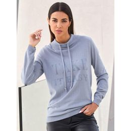 Heine Damen Strickpullover "Pullover", blau, Gr. 36, unifarben, 45% Viskose, 27% Baumwolle, 25% Polyamid, 3% Kaschmir, Pullover