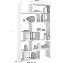 Eckregal FMD, B:84cm H:221,5cm T:40cm, braun, Holzwerkstoff, Regale, "Calvi, Regal", variable aufstellbar - Eckl&ouml;sung oder gerade aufstellbar