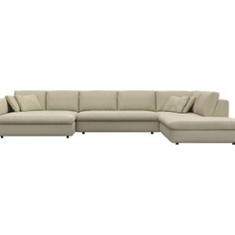 Wohnlandschaft FLEXLUX, B:400cm H:84cm T:272cm, beige, 100% Polyester, Sofas, "Lovane, U-Form, bequem und komfortabel", Weich & anschmiegsam, große