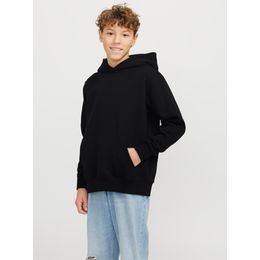 Jack & Jones Jungen Kapuzensweatshirt "JJEURBAN EDGE SWEAT HOOD NOOS JNR", schwarz, Gr. 128, JACK & JONES JUNIOR, unifarben, angeraute Sweatware, Obermaterial: