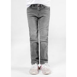 STACCATO M&auml;dchen Slim-fit-Jeans "EMMA", grau, Basic, Gr. 98, Crinkleoptik, unifarben, Oberstoff: 70% Baumwolle, 28% Polyester, 2% Elasthan., Jeans,
