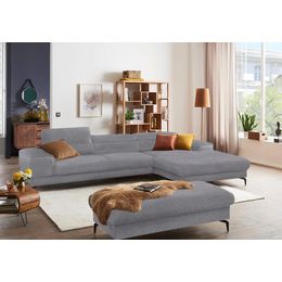 Ecksofa W.Schillig, B:343cm H:70cm T:193cm, grau, Chenille-Flachgewebe R66 (85% Polyester, 15% Nylon), Wohnzimmer, Sofas, "piedroo, Designsofa mit
