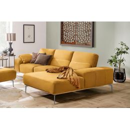 Ecksofa W.Schillig, B:299cm H:88cm T:178cm, gelb, Longlife Xtra-Leder Z73: Naturwalkleder der Luxusklasse aus den erlesensten Rohhäuten. Hautstärke