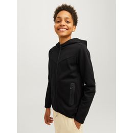 Jack & Jones Jungen Kapuzensweatjacke "JCOFUSION SWEAT ZIP HOOD NOOS JNR", schwarz, Gr. 128, JACK & JONES JUNIOR, unifarben, angeraute Sweatware, Obermaterial: