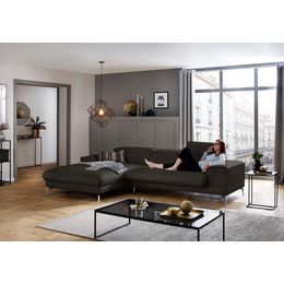 Ecksofa W.Schillig, B:303cm H:70cm T:193cm, braun, Longlife Xtra-Leder Z59: Glattleder mit modischer Prägung. Hautstärke 0, 9 - 1, 1 mm, Wohnzimmer,