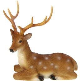 Dekofigur I.GE.A., B:19cm H:18cm, braun, Polyester, Polyresin, Wohnzimmer, Dekofiguren, "Hirsch"