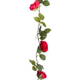 Kunstblume BOTANIC-HAUS, B:12cm H:150cm T:12cm Ø:12cm, rot, Kunststoff, Kunstpflanzen, "Rosengirlande"