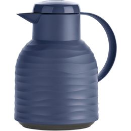 Emsa Isolierkanne "Samba Wave", 1 l, blau, Kannen, Made in Germany, 12h warm/24h kalt, Quick-Press-Deckel, Glaskolben