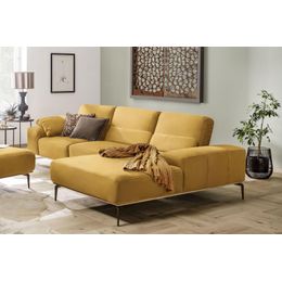 Ecksofa W.Schillig, B:319cm H:88cm T:178cm, gelb, Longlife Xtra-Leder Z73: Naturwalkleder der Luxusklasse aus den erlesensten Rohhäuten. Hautstärke