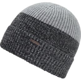 Chillouts Herren Beanie "Felix Hat", grau, mehrfarbig, meliert, unifarben, Rippstrick, Baumwollmischung, M&uuml;tzen, in Two-Tone Optik mit Umschlag