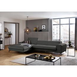 Ecksofa W.Schillig, B:343cm H:70cm T:193cm, grau, Longlife Xtra-Leder Z69: Das feinnarbige, gedeckte Softleder Z69 besticht durch seine