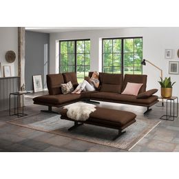 Ecksofa W.Schillig, B:284cm H:94cm T:224cm, braun, Stoff S37 (100% Polyester): Luxus-Microfaser in Lederoptik, Wohnzimmer, Sofas, "broadway,