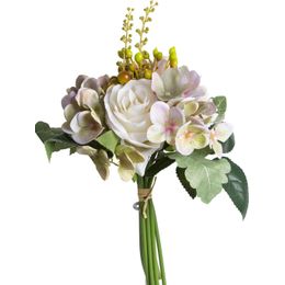 Kunstblume BOTANIC-HAUS, B:18cm H:28cm T:18cm Ø:18cm, beige, Kunststoff, Kunstpflanzen, "Rosen-Hortensienstrauß"