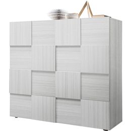Highboard Inosign, grau, Wohnzimmer, Sideboards, "Dama Höhe 111 cm, Breite 121 cm, Kommode 2 Türen, Hochkommode", Front in 3D-Optik, viel Stauraum,