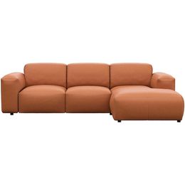 Ecksofa FLEXLUX, B:251cm H:73cm T:171cm, braun, 100% Echteder, Wohnzimmer, Sofas, "Lucera Chaislongue rechts oder links, L-Form, bequem", modern &