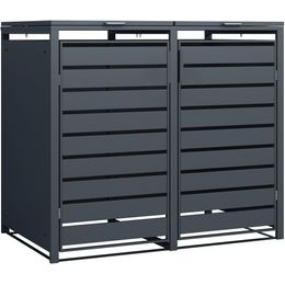 Mülltonnenbox WESTMANN, B:132cm H:116cm T:80cm, grau, Stahl, Aufbewahrungsboxen, "Kubus", Platz für 2x240 L Mülltonnen