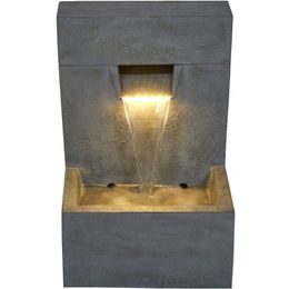 AcquaArte Gartenbrunnen "Wasserspiel Wasserfall POSADA", grau, Wasserspiele, Komplettset mit LED-Beleuchtung, Becken und Pumpe