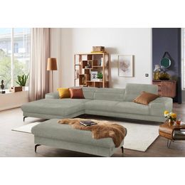 Ecksofa W.Schillig, B:343cm H:70cm T:193cm, grau, Chenille-Flachgewebe R66 (85% Polyester, 15% Nylon), Wohnzimmer, Sofas, "piedroo, Designsofa mit