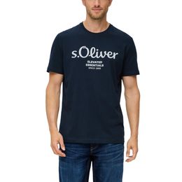 s.Oliver Herren T-Shirt, blau, Gr. S, bedruckt, Single Jersey, Obermaterial: 100% Baumwolle, Shirts, aus atmungsaktiver Baumwolle