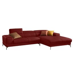 Ecksofa W.Schillig, B:303cm H:70cm T:193cm, rot, Longlife Xtra-Leder Z59: Glattleder mit modischer Prägung. Hautstärke 0, 9 - 1, 1 mm, Wohnzimmer,