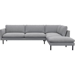 Ecksofa FLEXLUX, B:295cm H:61cm T:222cm, grau, 100% Polyester, Wohnzimmer, Sofas, "Bolzano, elegant und bequem, L-Form", Sitzaufbau mit Kaltschaum &
